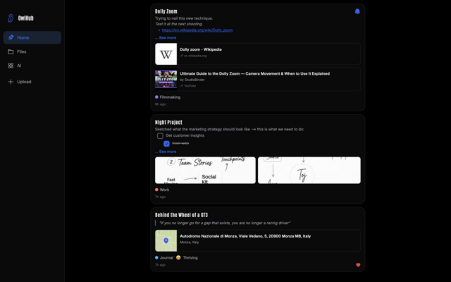 OwlHub — One Hub for Everything You Want to Remember